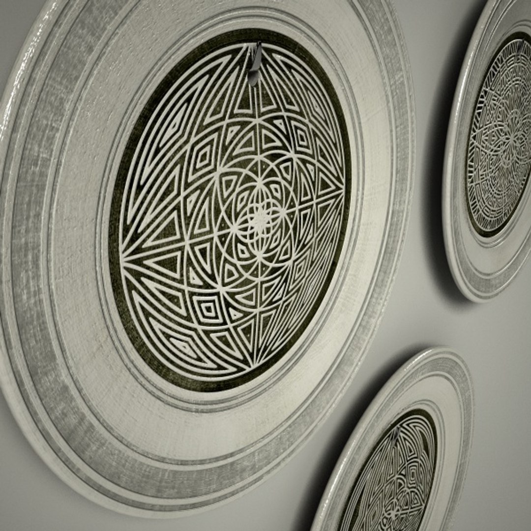 Geometric Design Wall Dishes 3d C4d
