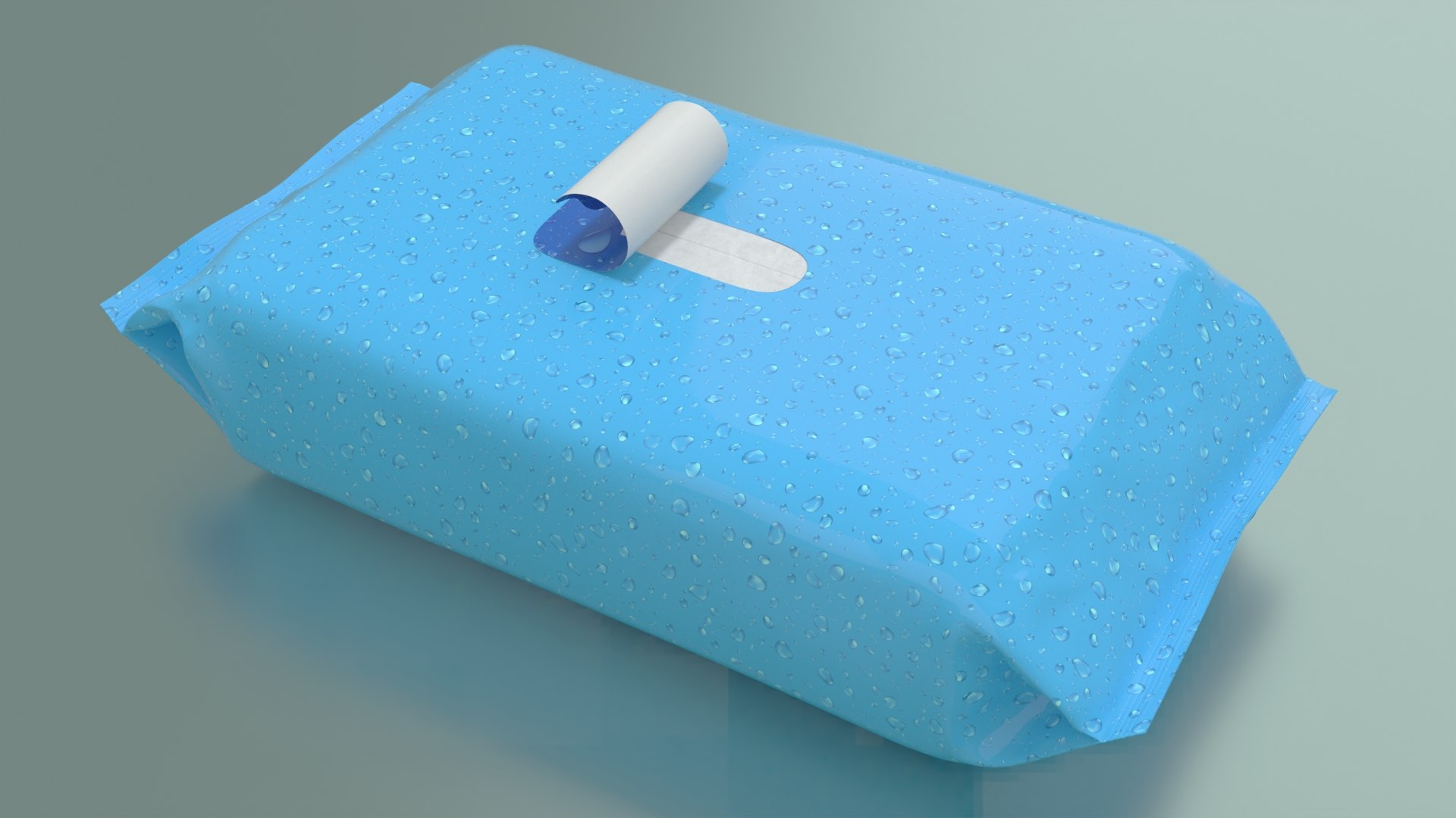 3D Opened Blue Package Of Wet Wipes - TurboSquid 2230734