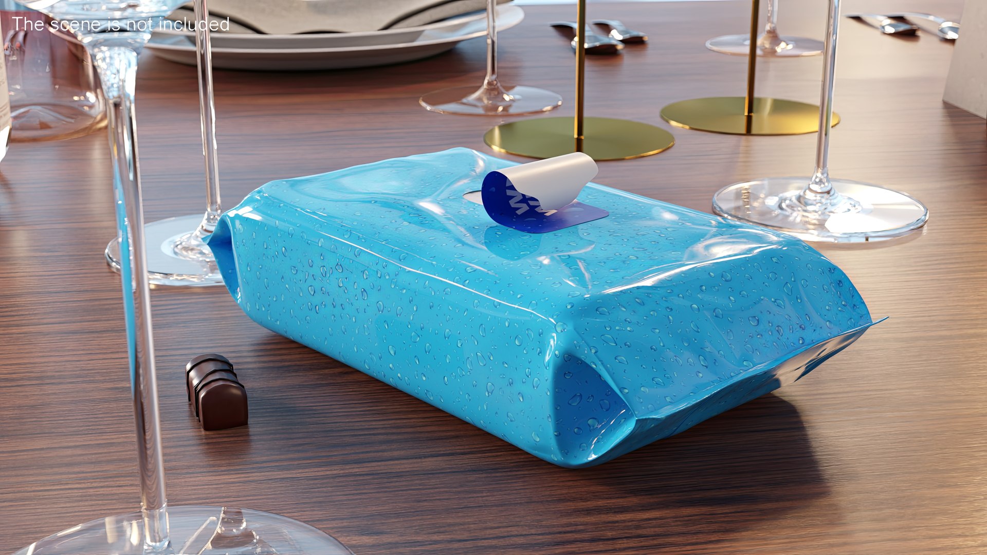 3D Opened Blue Package Of Wet Wipes - TurboSquid 2230734