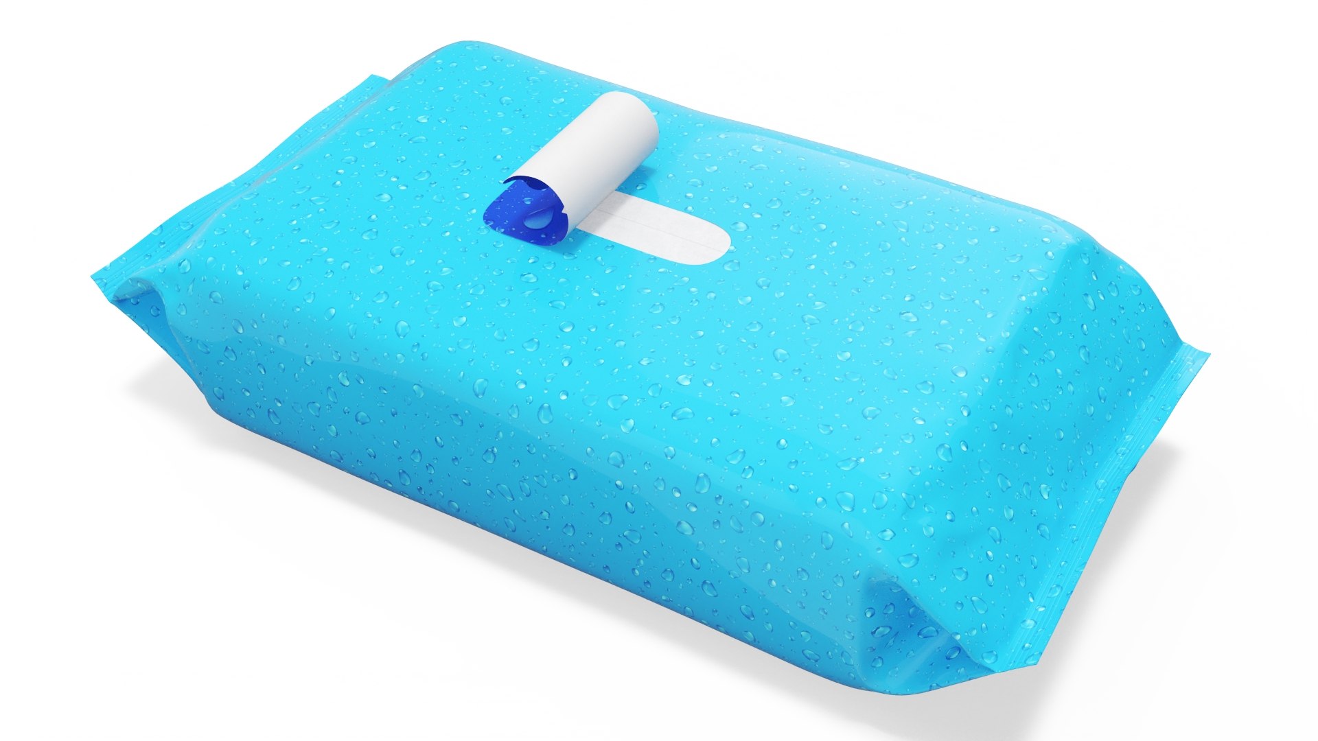3D Opened Blue Package Of Wet Wipes - TurboSquid 2230734