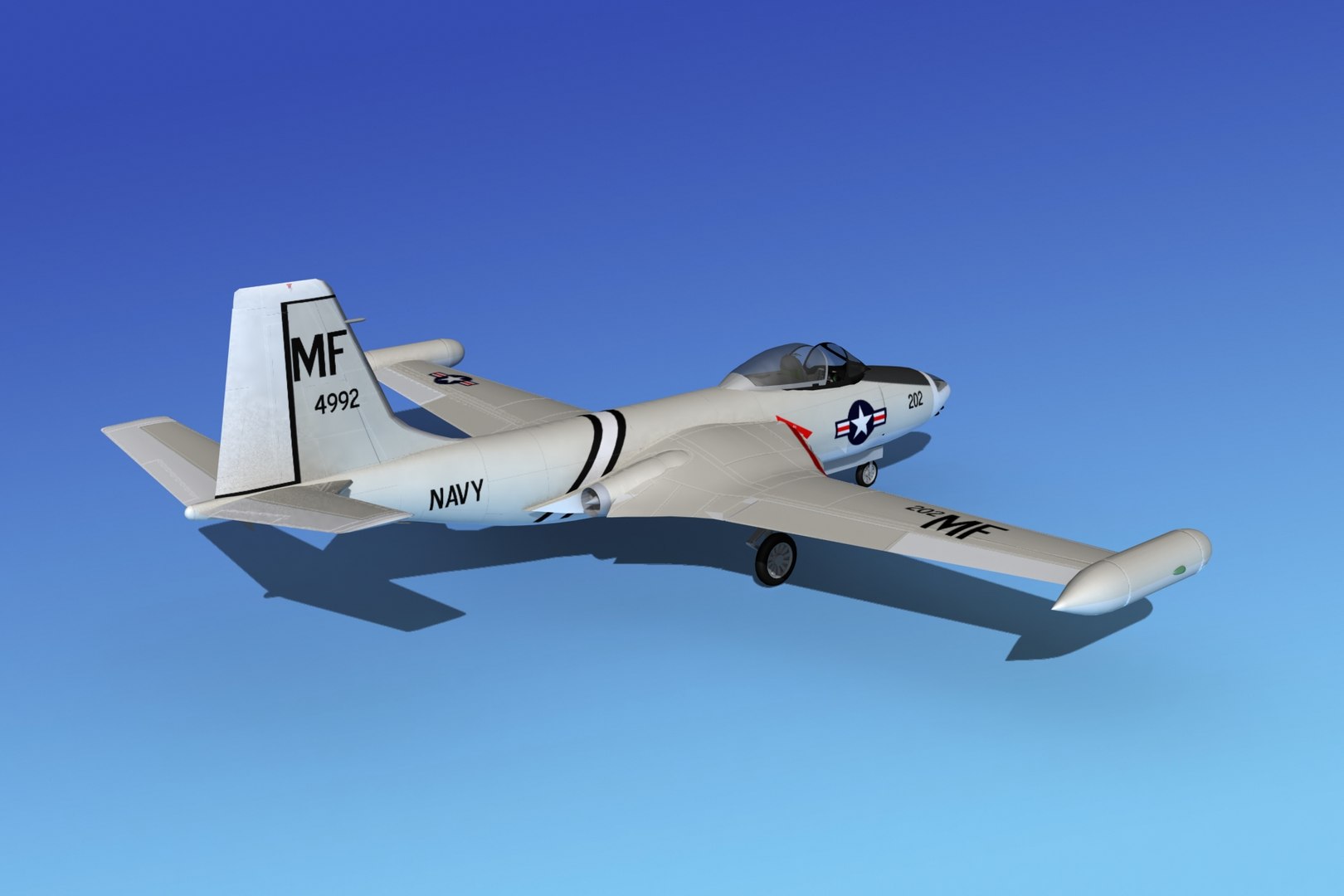 Korean F2h Banshee Jet Fighter 3d Obj