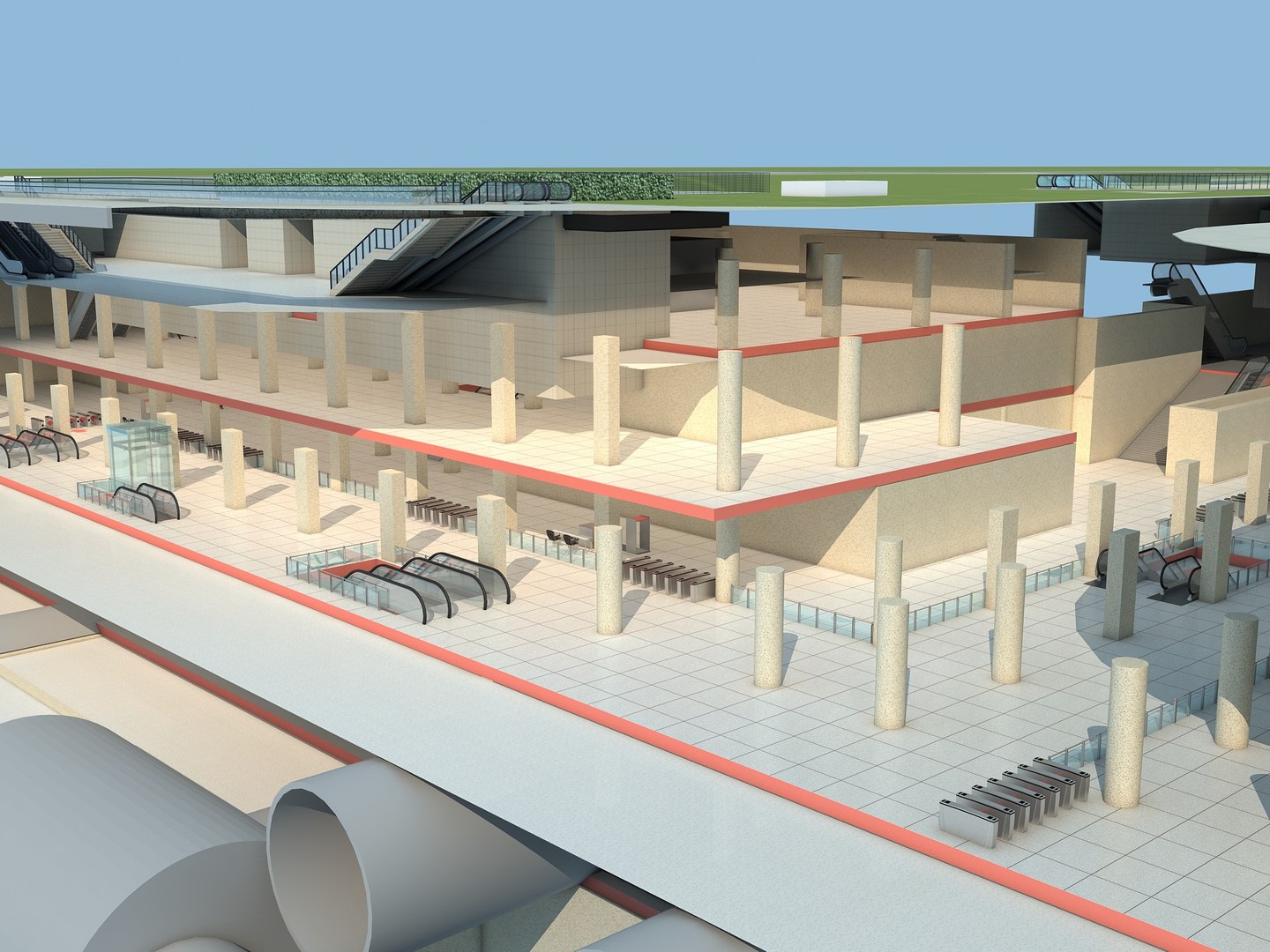 Section of Subway Station 1 3D - TurboSquid 2032140