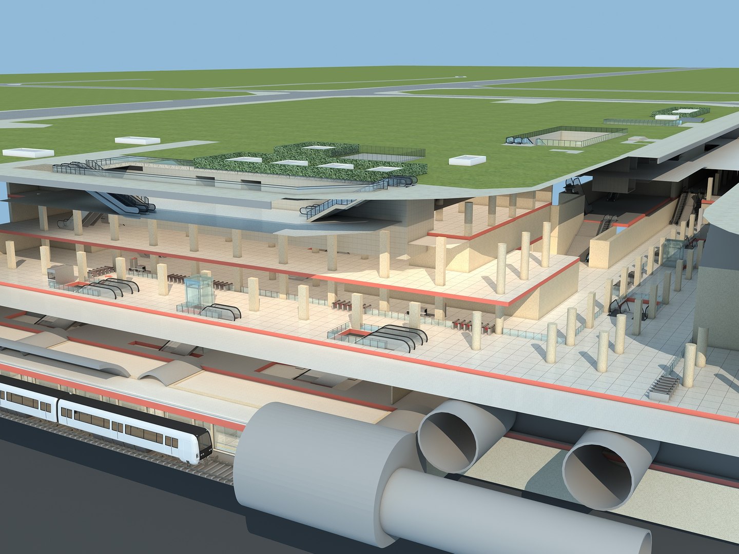 Section of Subway Station 1 3D - TurboSquid 2032140