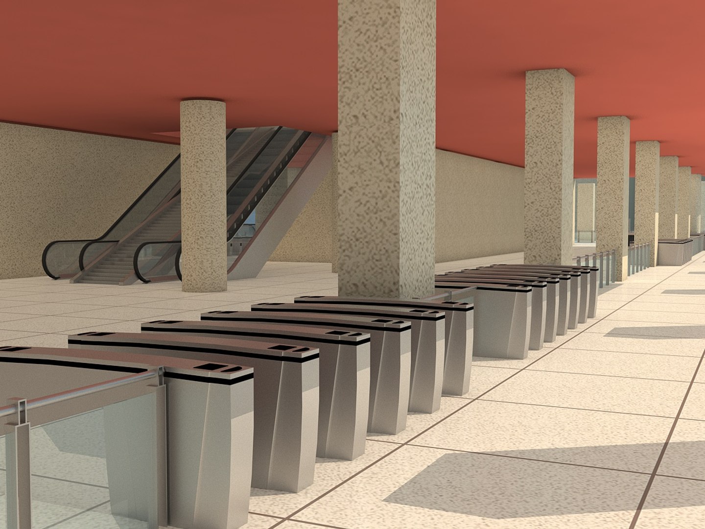 Section of Subway Station 1 3D - TurboSquid 2032140
