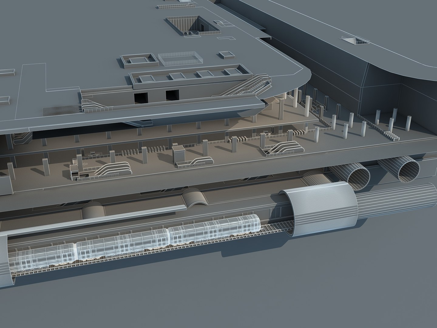 Section of Subway Station 1 3D - TurboSquid 2032140