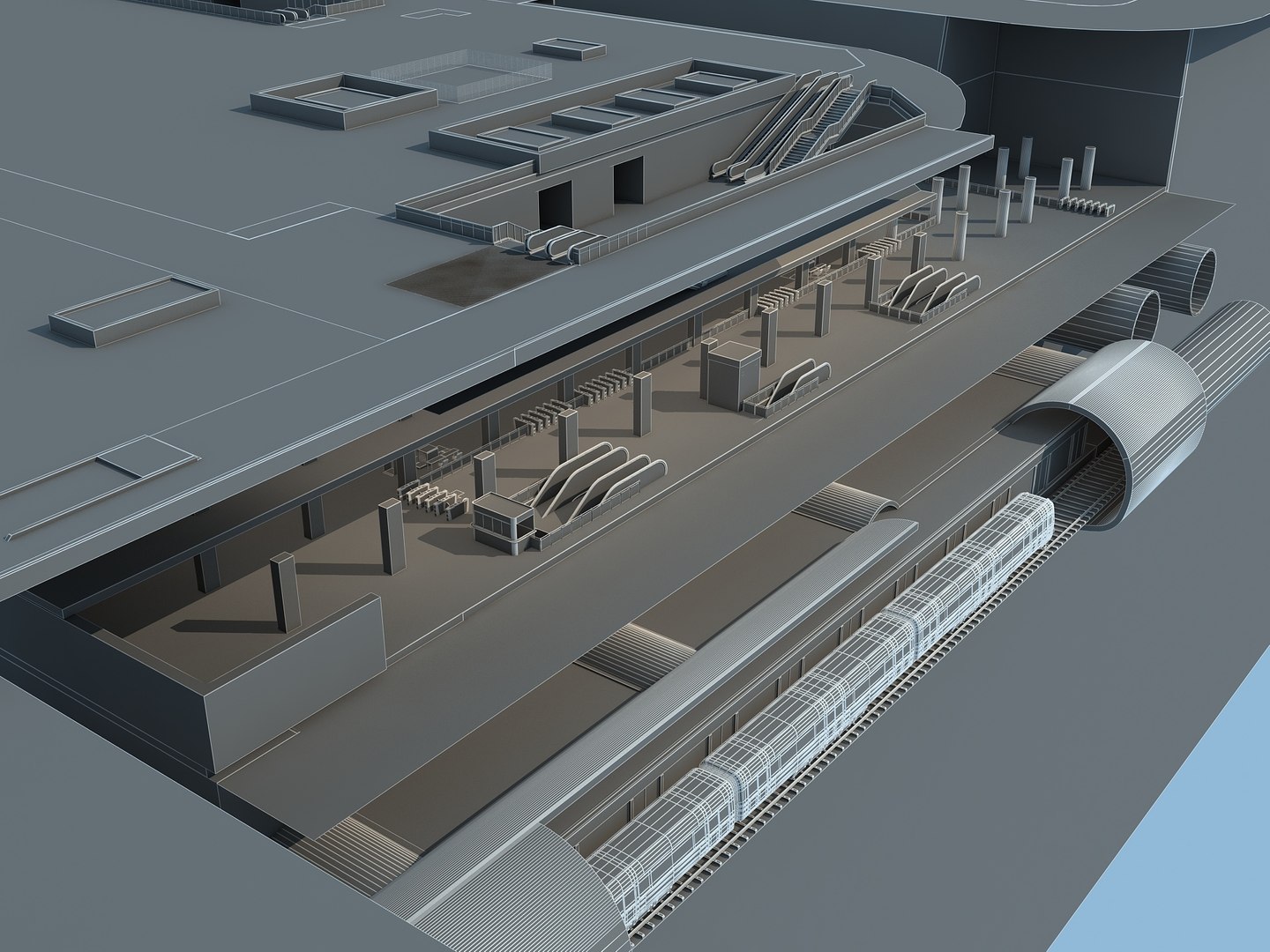 Section of Subway Station 1 3D - TurboSquid 2032140