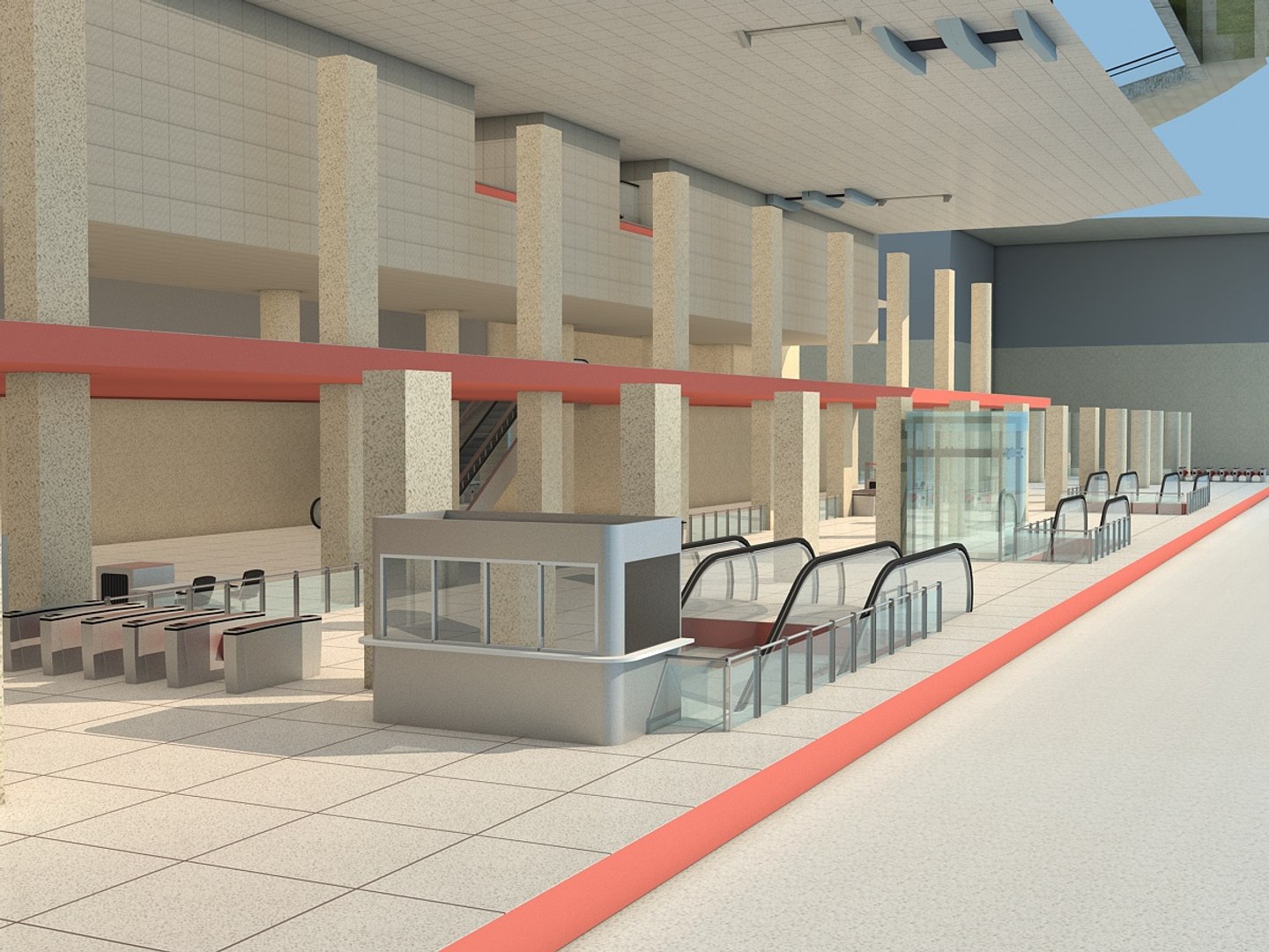 Section of Subway Station 1 3D - TurboSquid 2032140