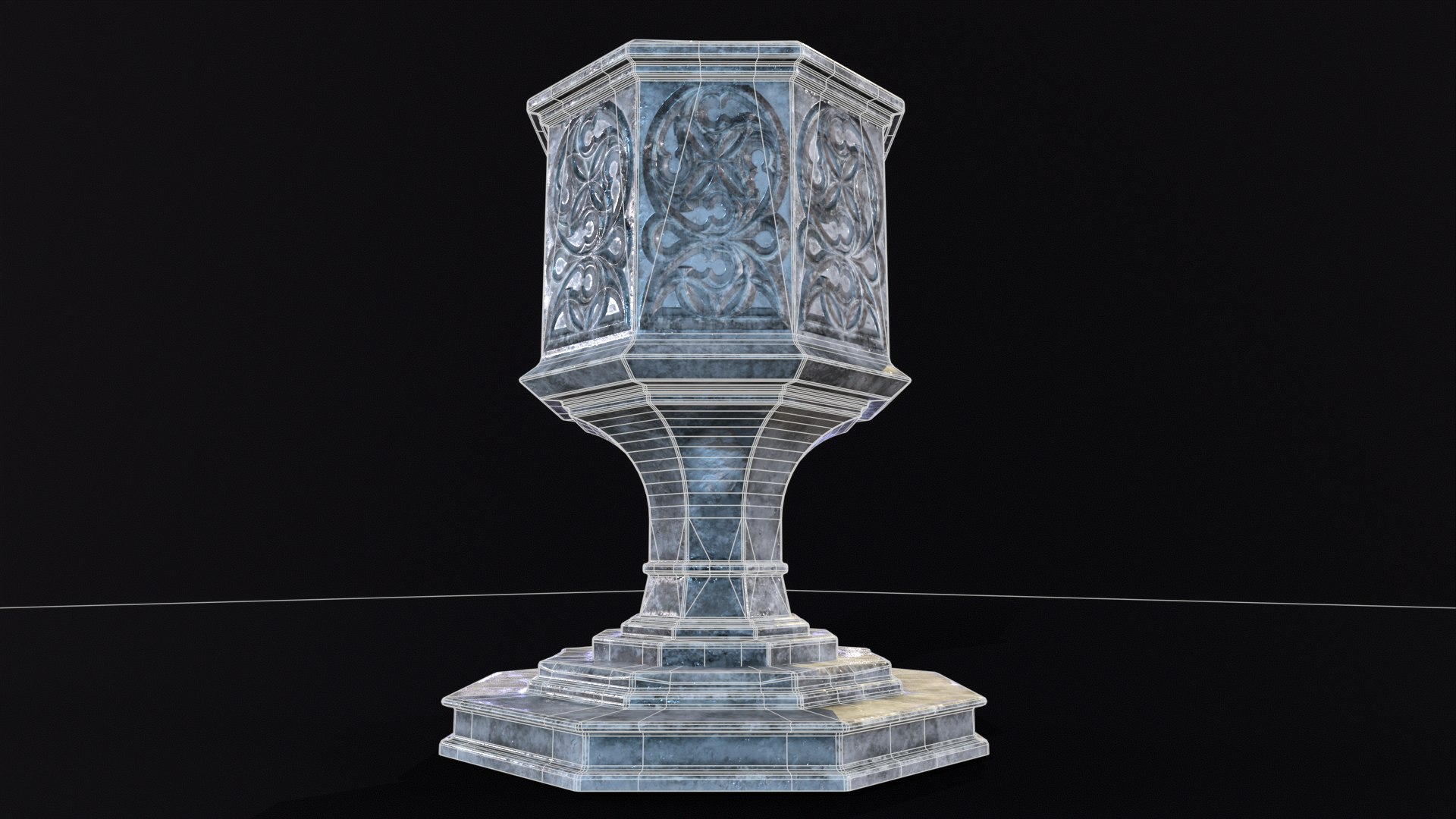 3D Medieval Gothic Octagon Pedestal Model - TurboSquid 2122031