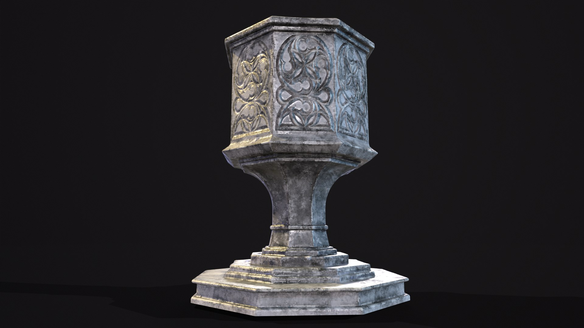 3D Medieval Gothic Octagon Pedestal Model - TurboSquid 2122031