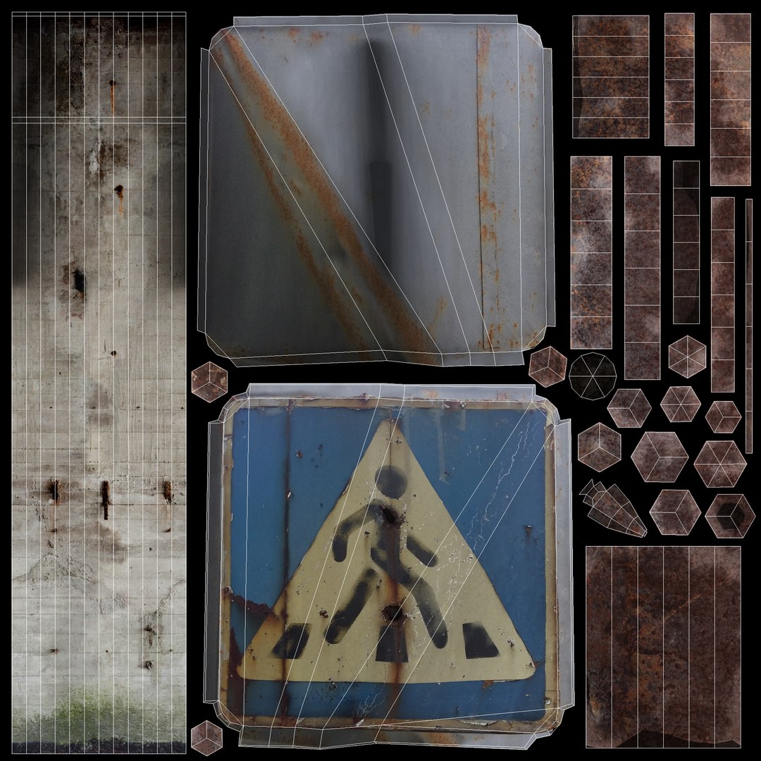 3d road walk sign model