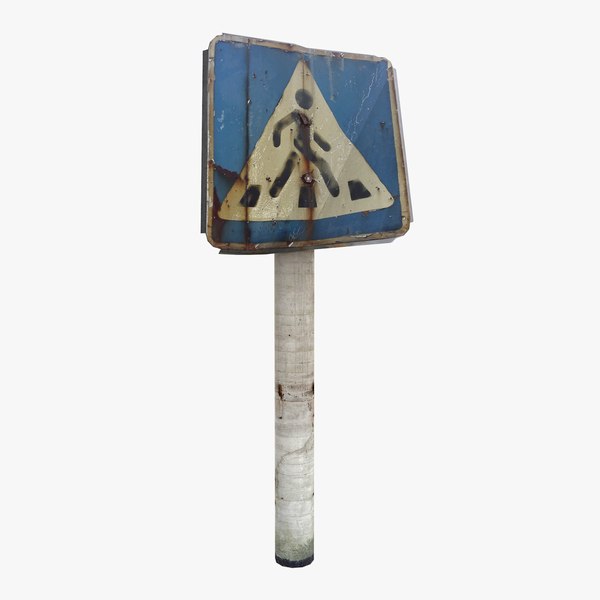 3d road walk sign model