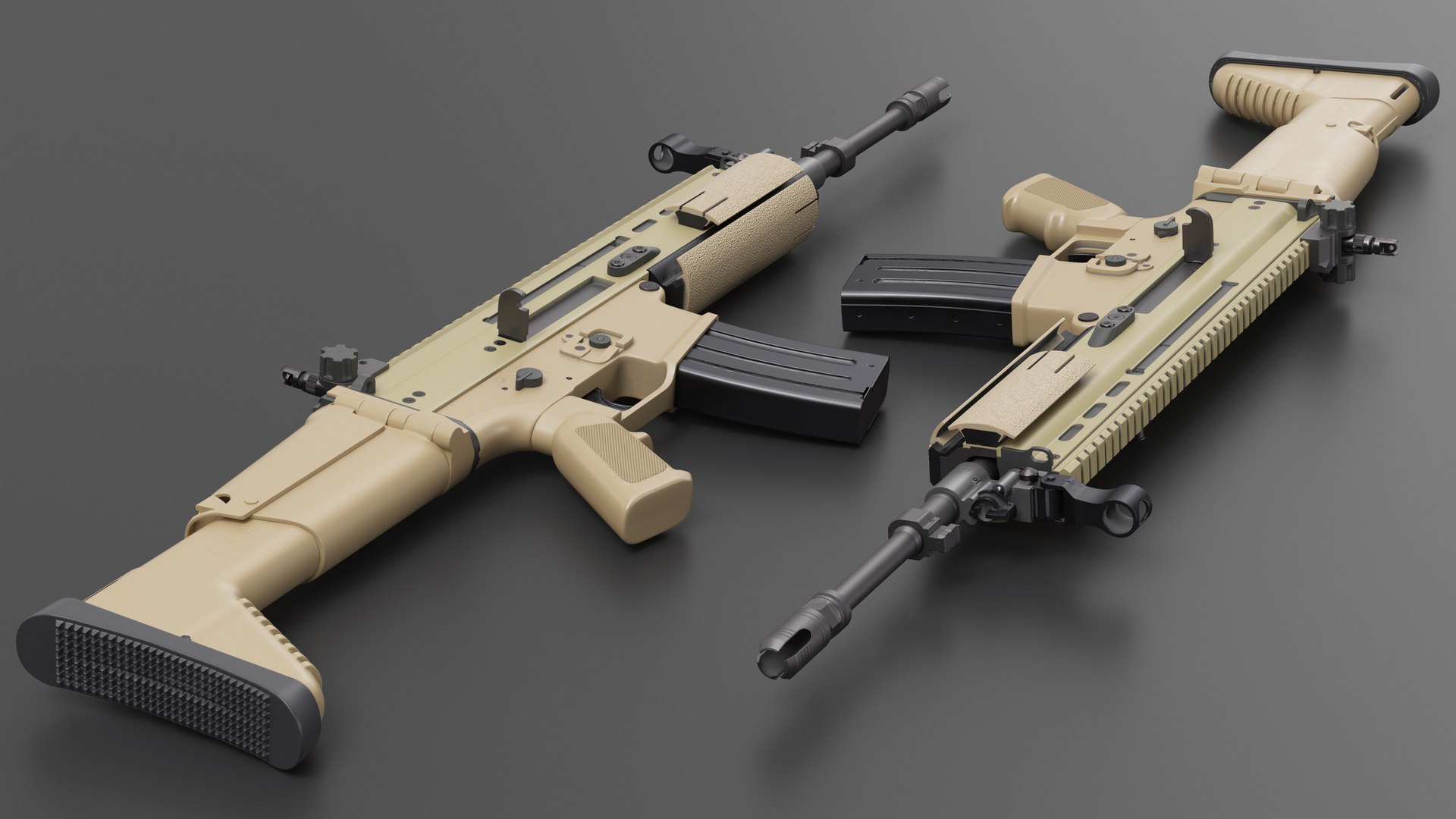 3D Model FN SCAR Assault Rifle Desert Color - TurboSquid 2190015