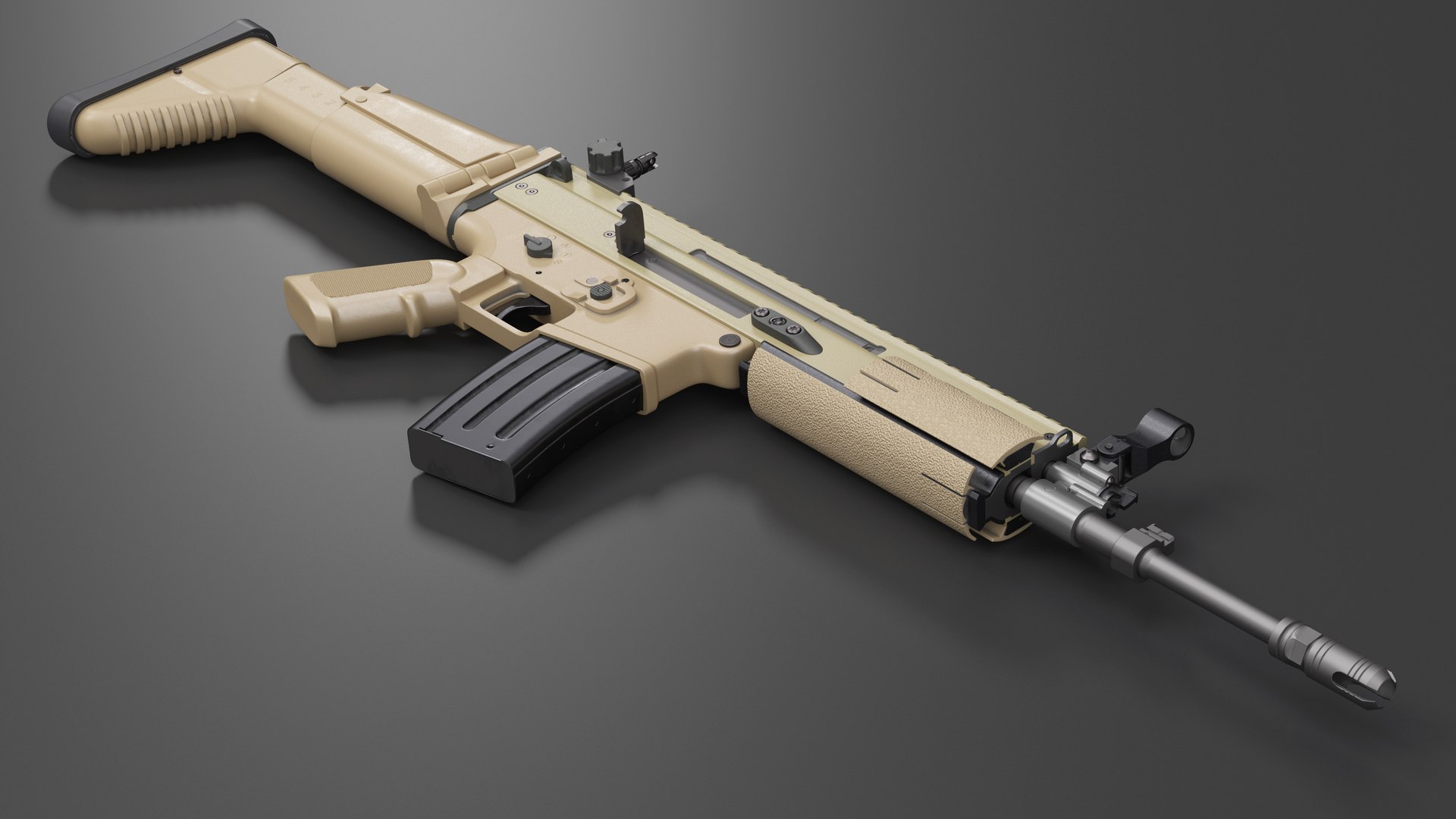 3D Model FN SCAR Assault Rifle Desert Color - TurboSquid 2190015