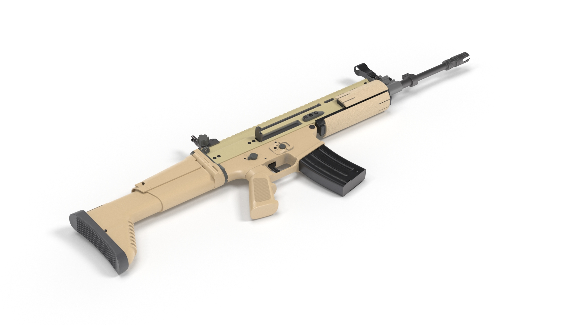 3D Model FN SCAR Assault Rifle Desert Color - TurboSquid 2190015
