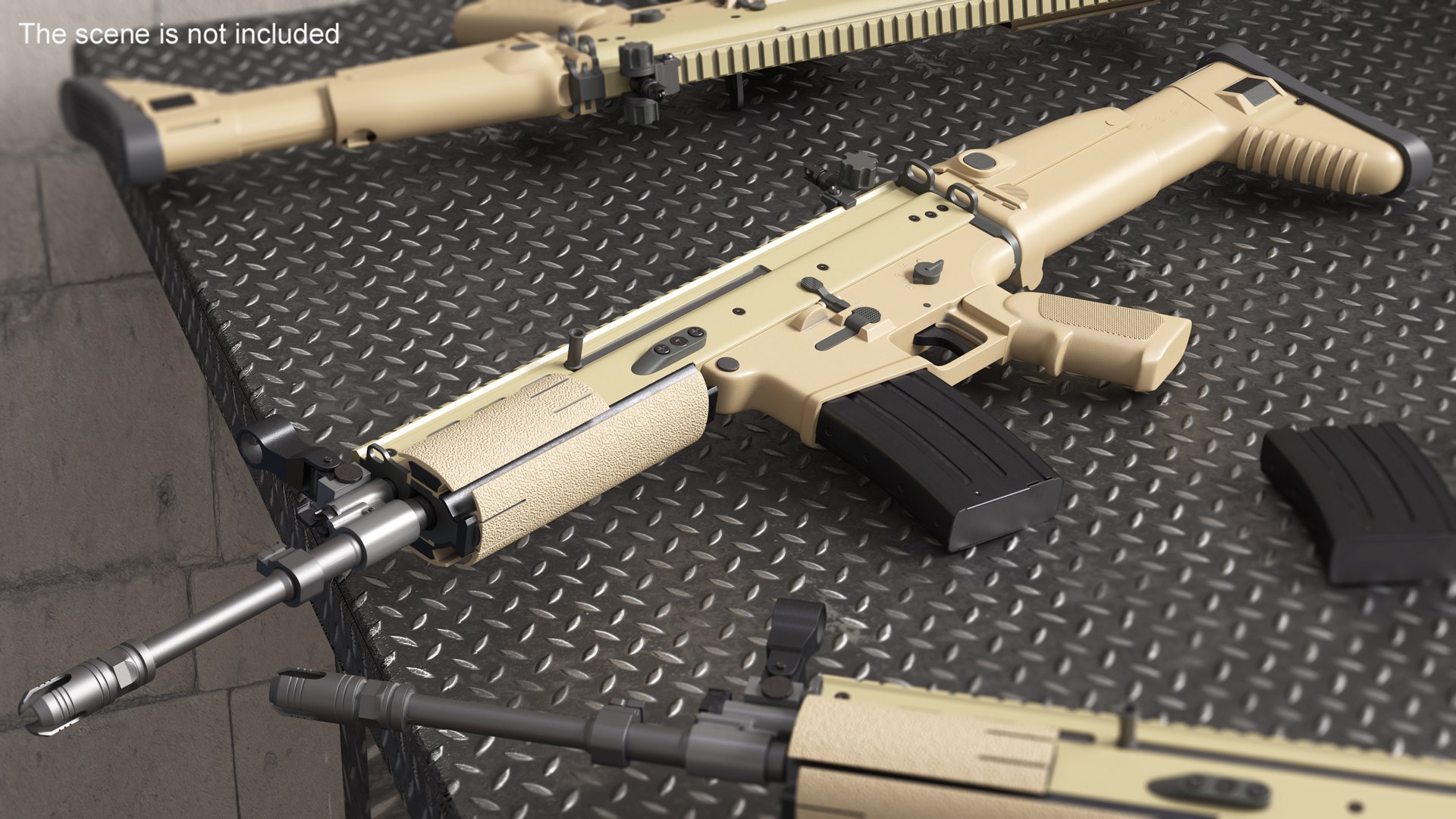 3D Model FN SCAR Assault Rifle Desert Color - TurboSquid 2190015