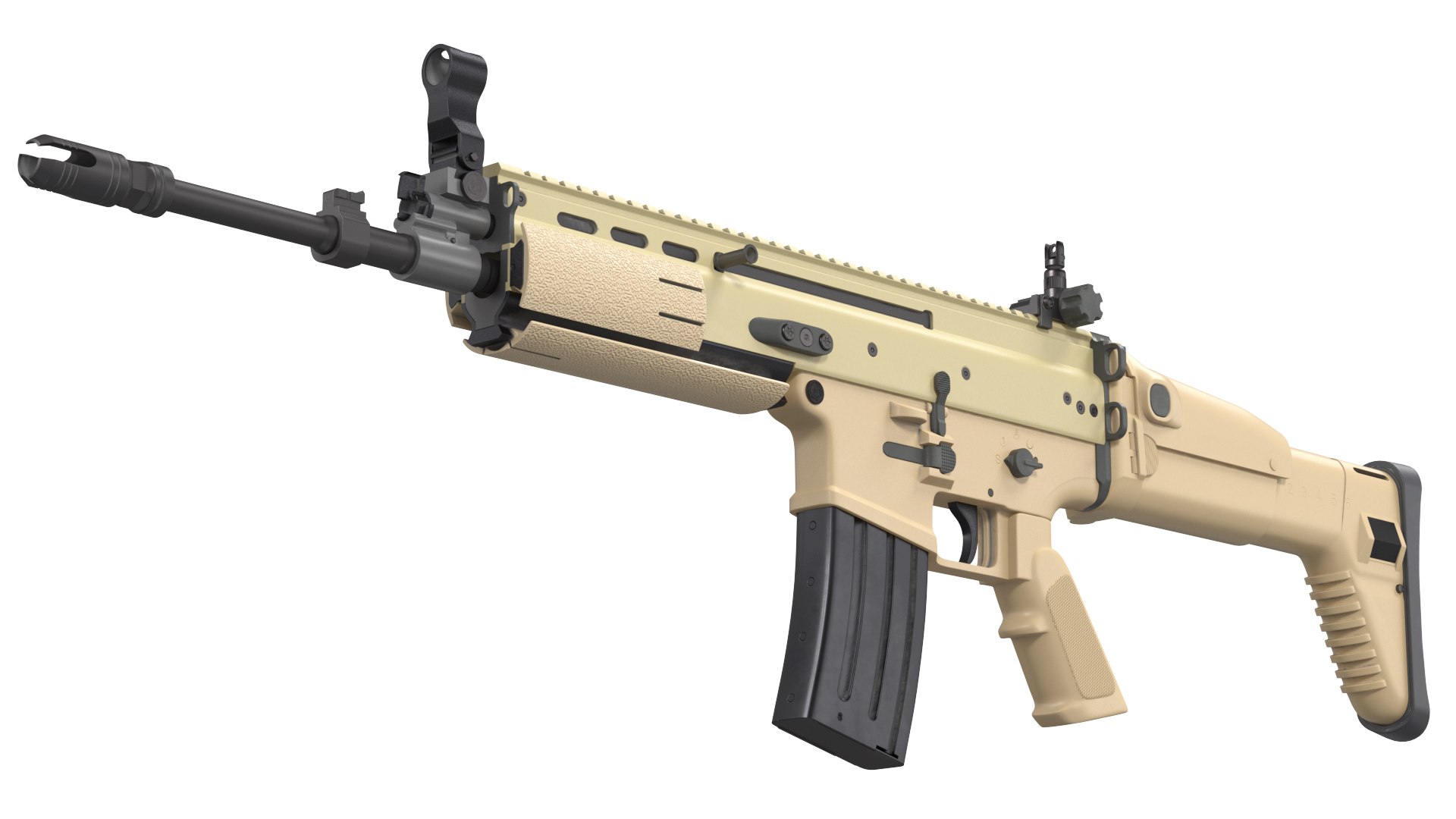 3D Model FN SCAR Assault Rifle Desert Color - TurboSquid 2190015