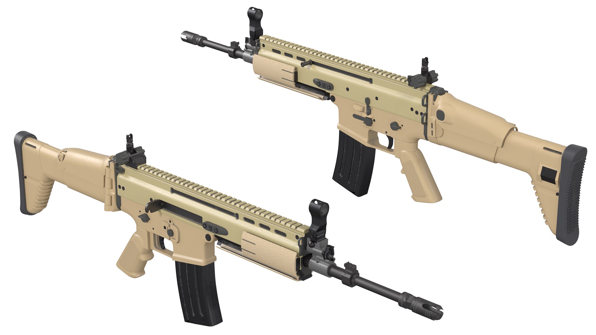 3D Model FN SCAR Assault Rifle Desert Color - TurboSquid 2190015