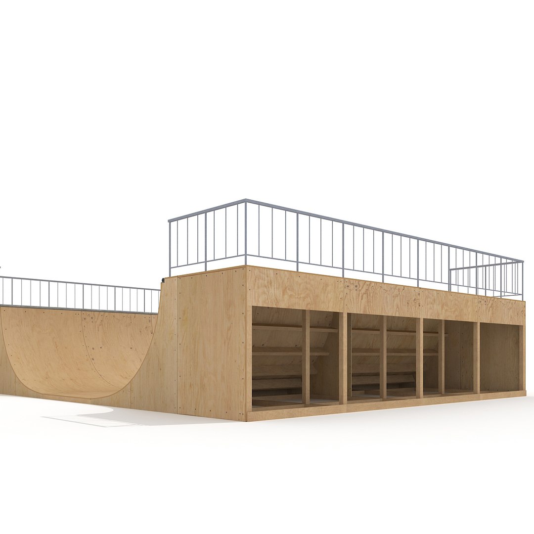 3d skate ramp - half pipe model