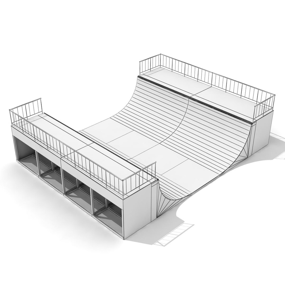 3d skate ramp - half pipe model