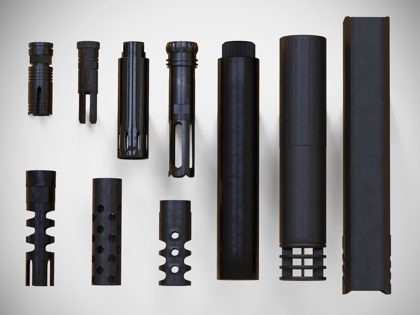 Barrel Attachments Pack - Flash - Muzzle - Suppressor - PBR 3D ...