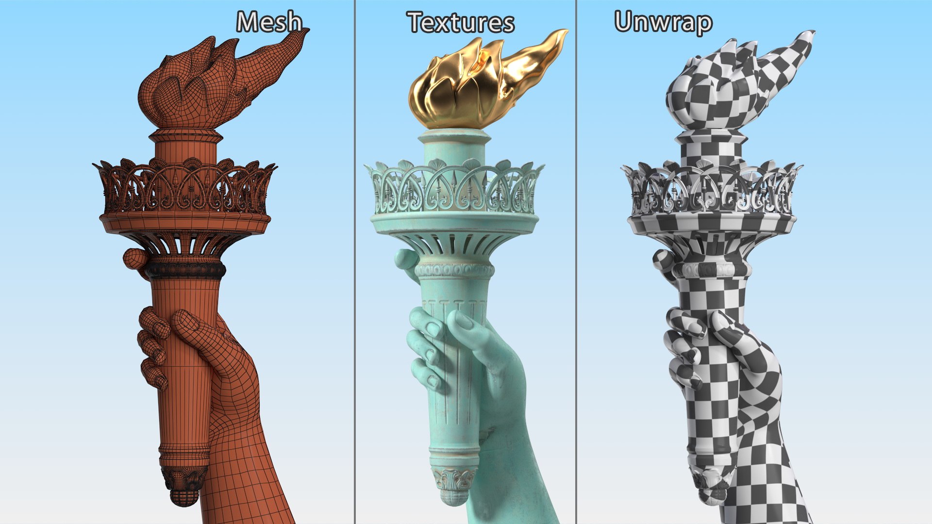 3D Hand Holding the Torch of Liberty - TurboSquid 2046554