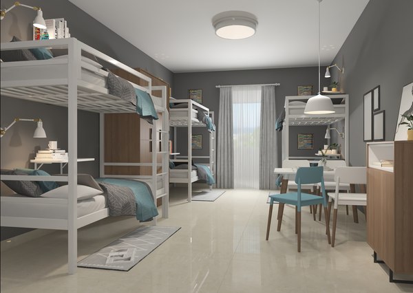 modelo 3d Modern Dormitory - TurboSquid 2108232