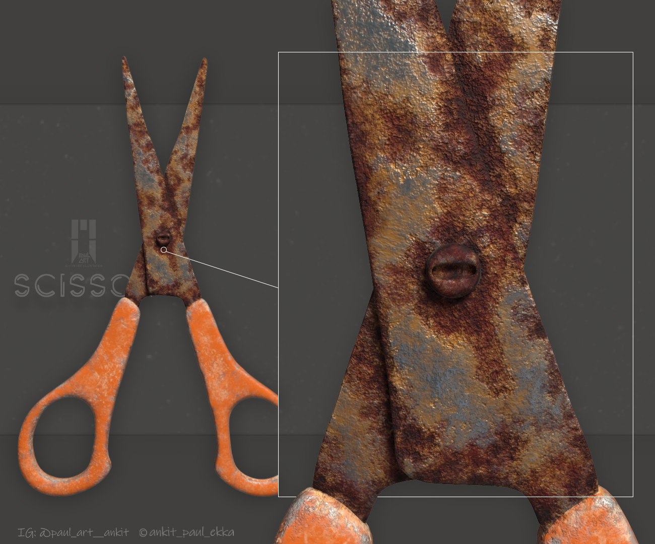 3D Old Used Rusty Scissor - TurboSquid 1570088