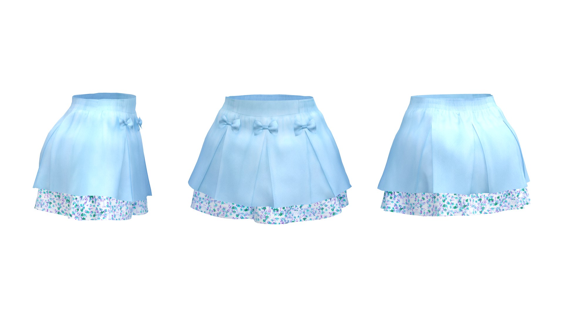 3D Girls Pleated Skirt With Bows - TurboSquid 1776529
