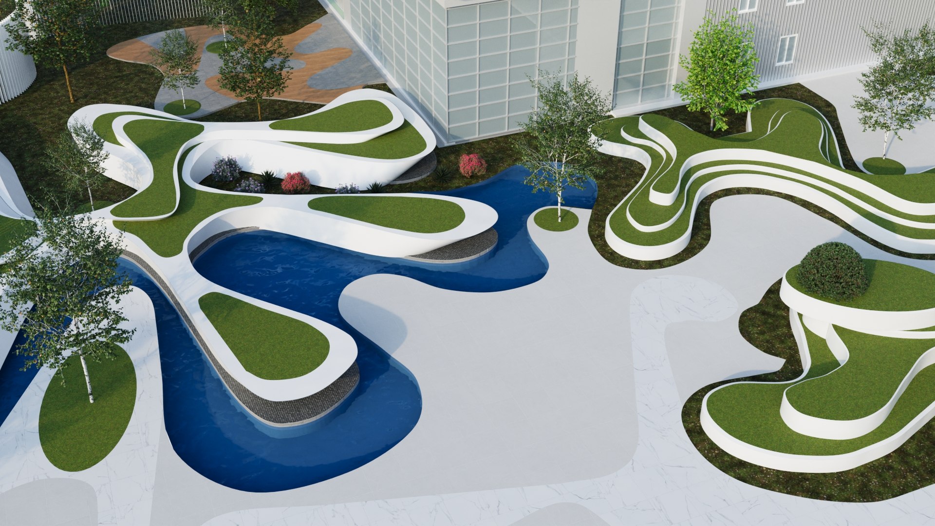 Stepped Landscape Garden Exterior Scene 3D Model - TurboSquid 2250834