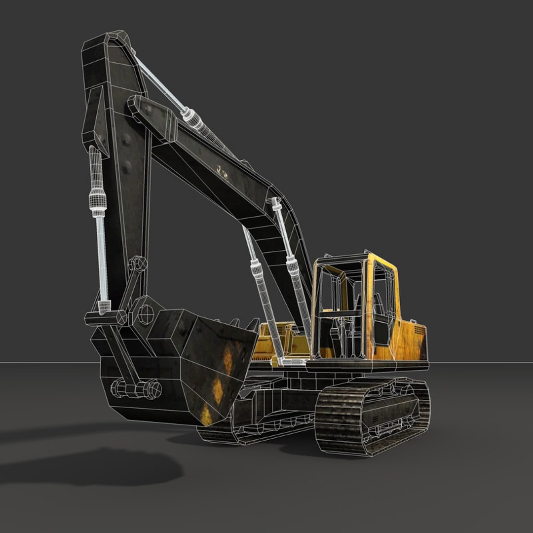 C4d Excavator Rigged
