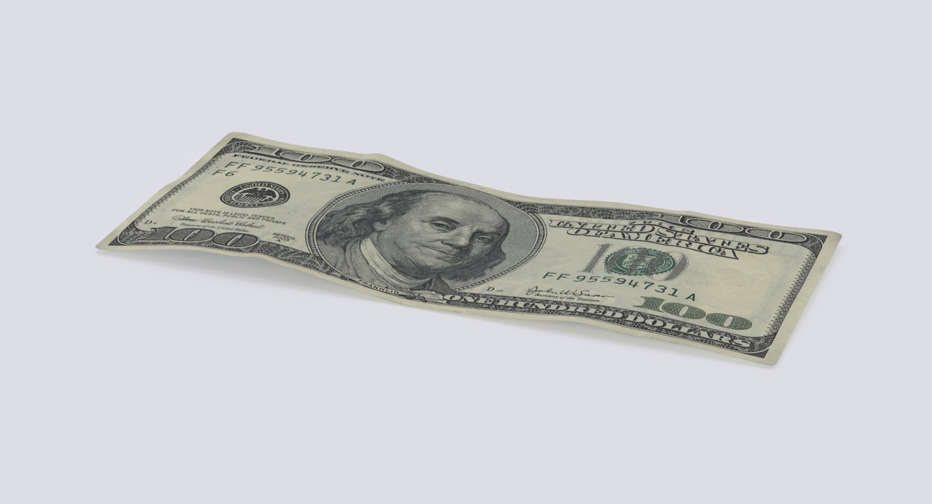 3d Model 100 Dollar Bill Single