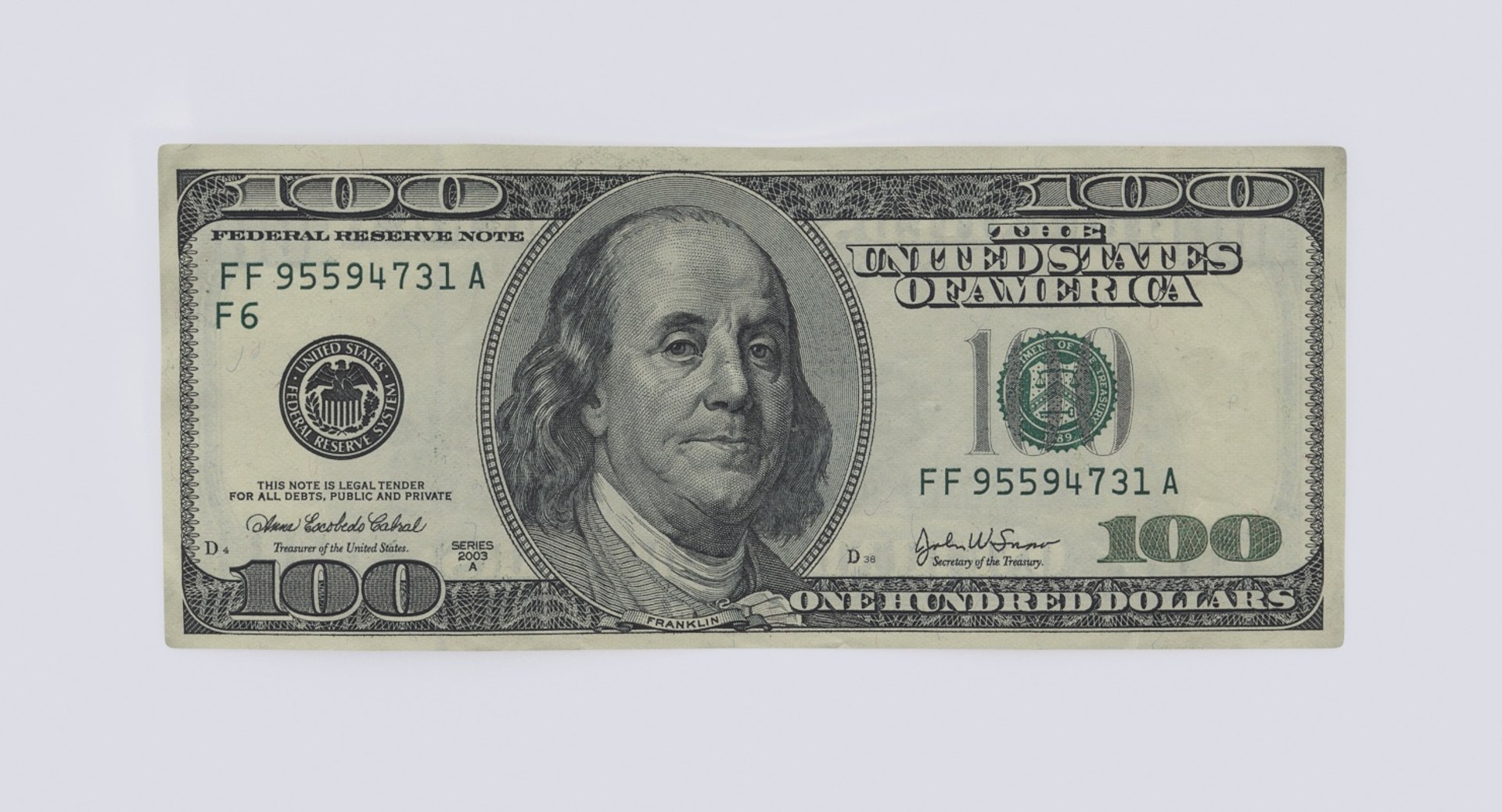 3d Model 100 Dollar Bill Single