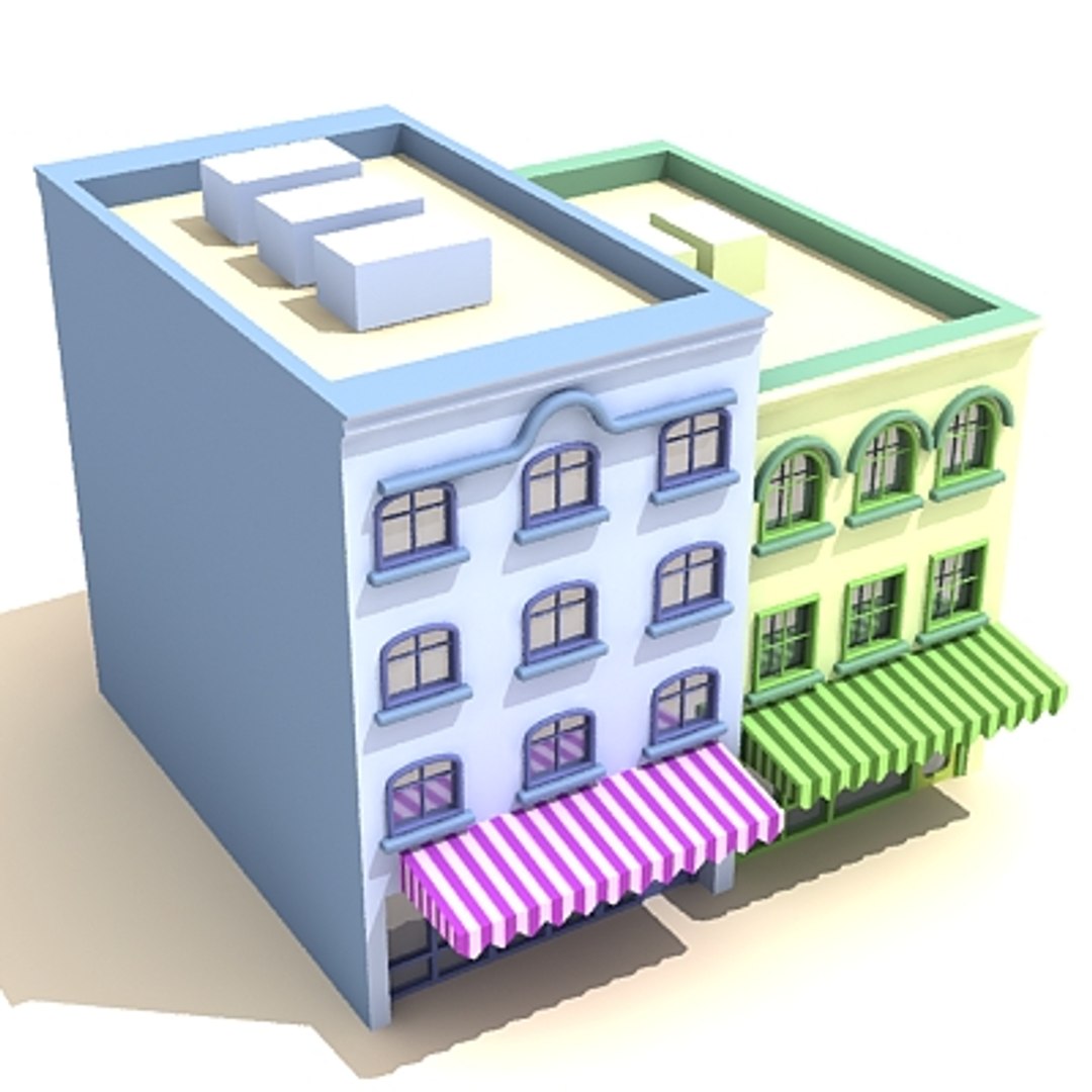 Cartoon Buildings 3ds