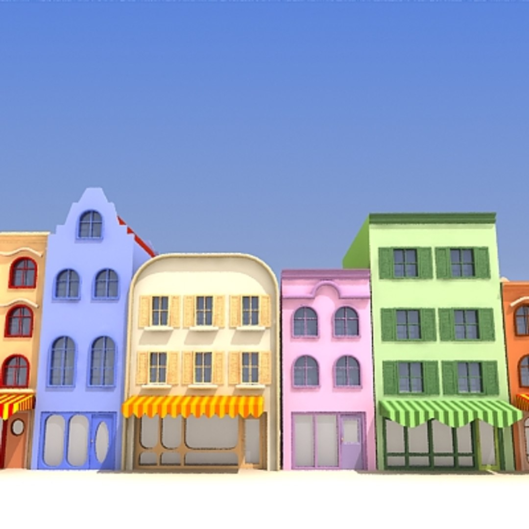 Cartoon Buildings 3ds