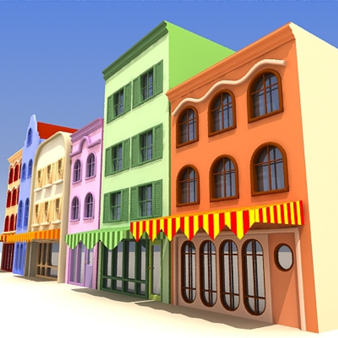 Cartoon Buildings 3ds