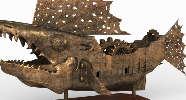 3d ship statuette steampunk