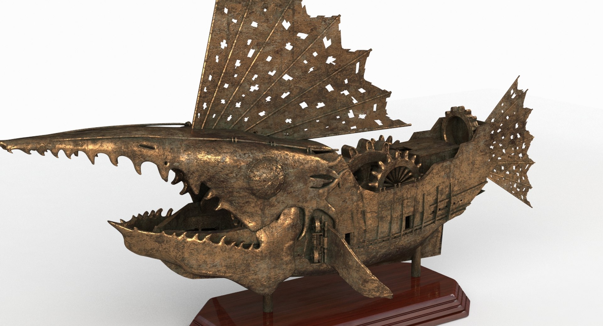 3d Ship Statuette Steampunk