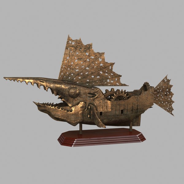 3d ship statuette steampunk
