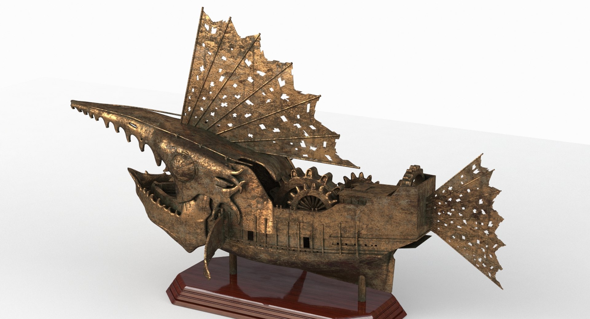 3d Ship Statuette Steampunk
