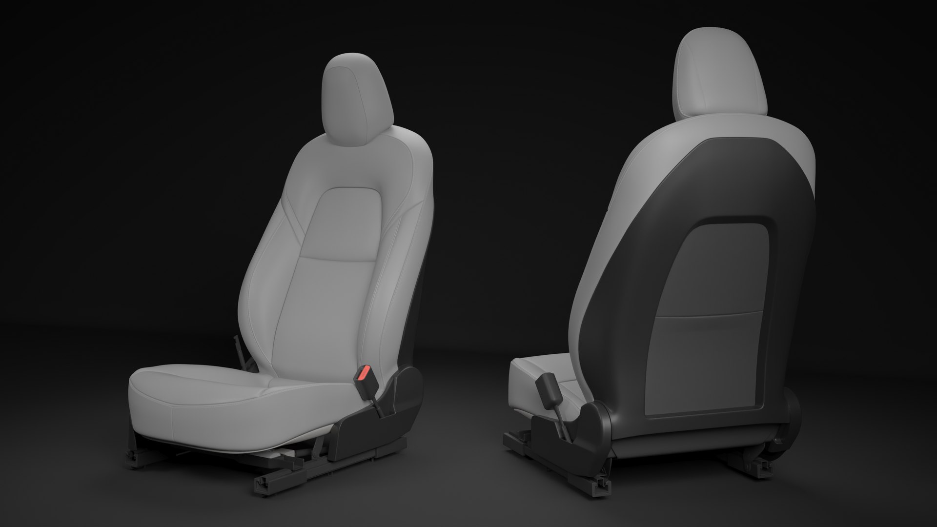 Car Front Right Seat Gray Leather model - TurboSquid 2174302