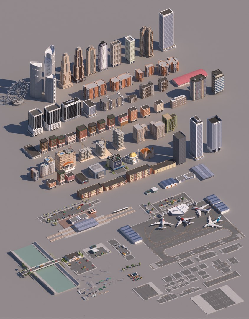 Realistic Cartoon City Modular 3D - TurboSquid 1210306