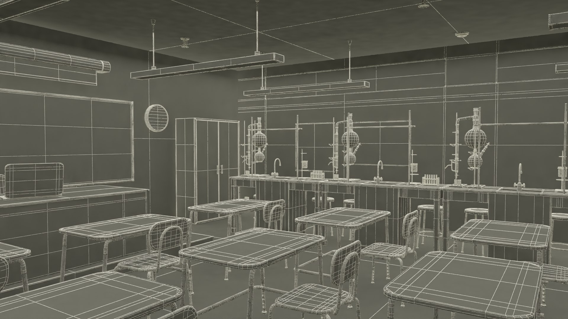 Modern School Laboratory Interior With Equipment 3D Model - TurboSquid 2285145