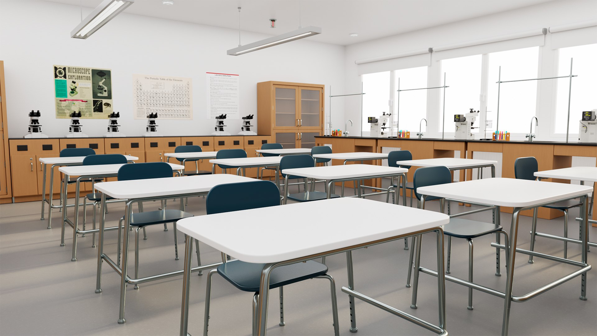 Modern School Laboratory Interior With Equipment 3D Model - TurboSquid 2285145