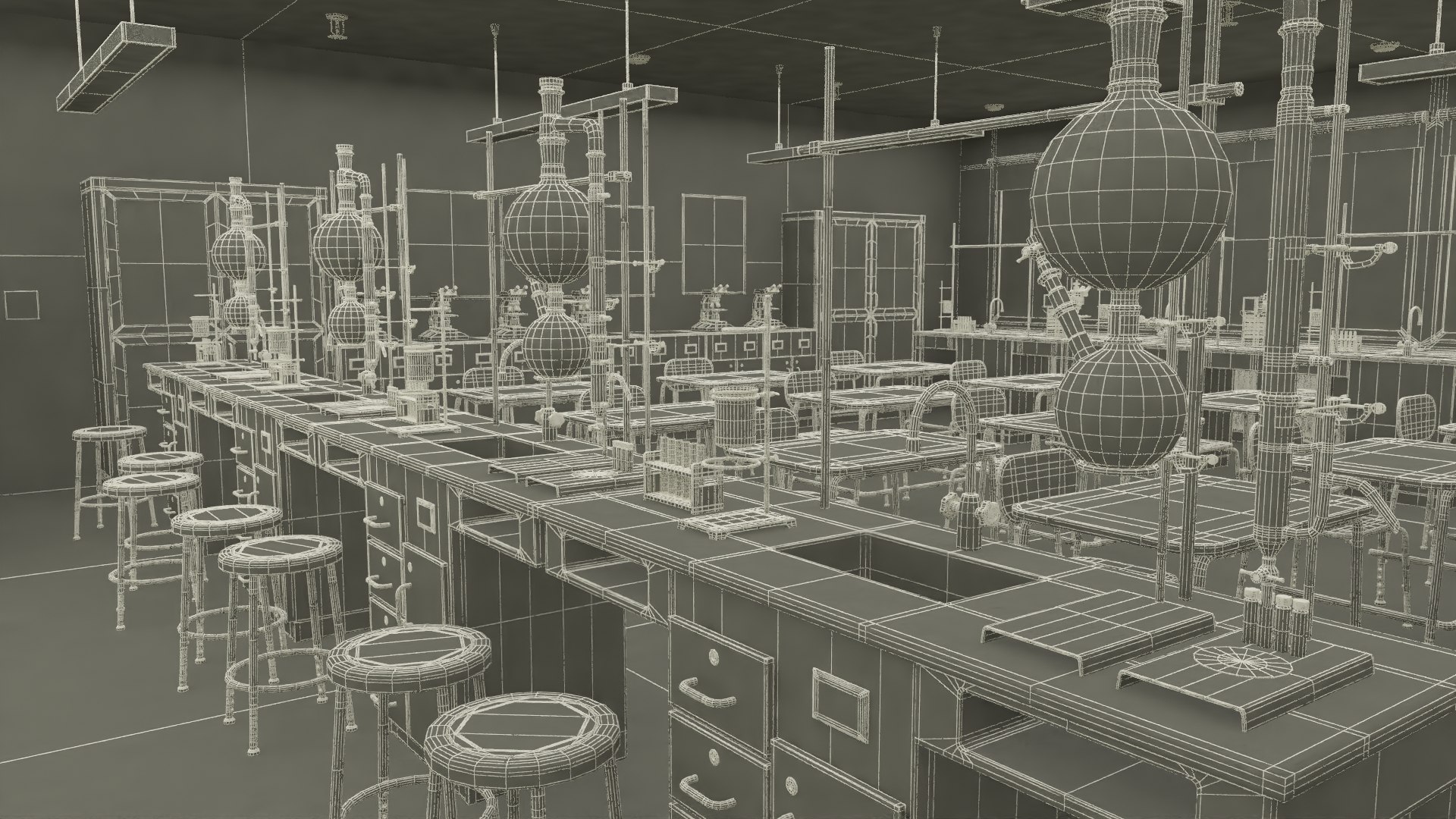 Modern School Laboratory Interior With Equipment 3D Model - TurboSquid ...