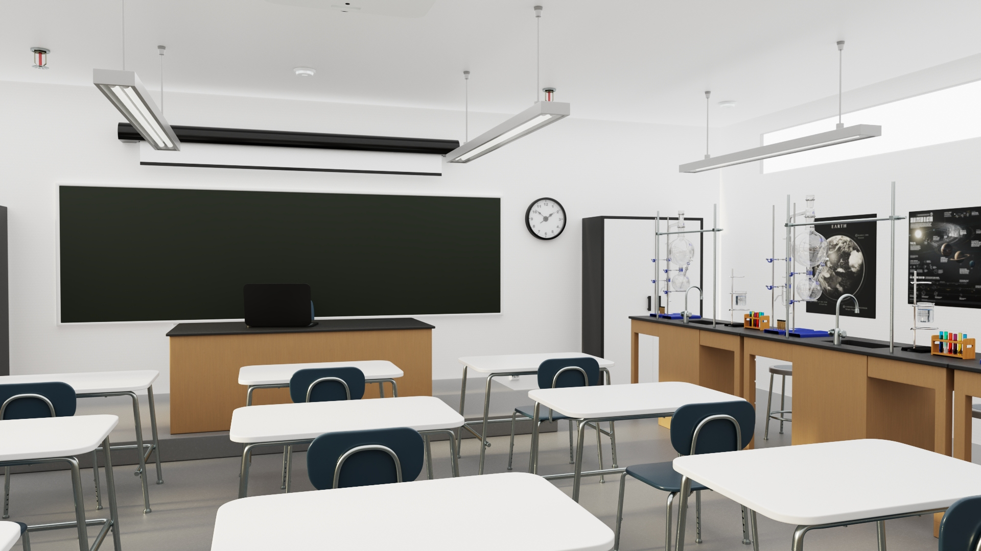 Modern School Laboratory Interior With Equipment 3D Model - TurboSquid ...