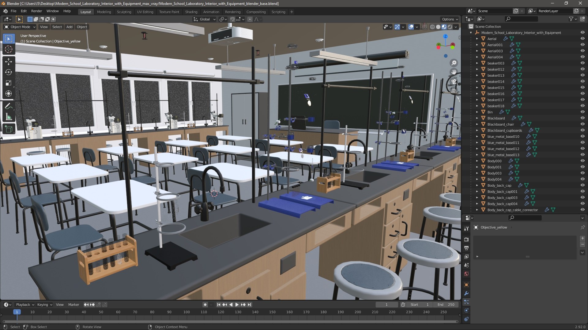 Modern School Laboratory Interior With Equipment 3D Model - TurboSquid ...