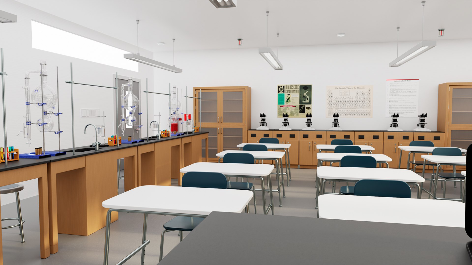 Modern School Laboratory Interior With Equipment 3D Model - TurboSquid 2285145