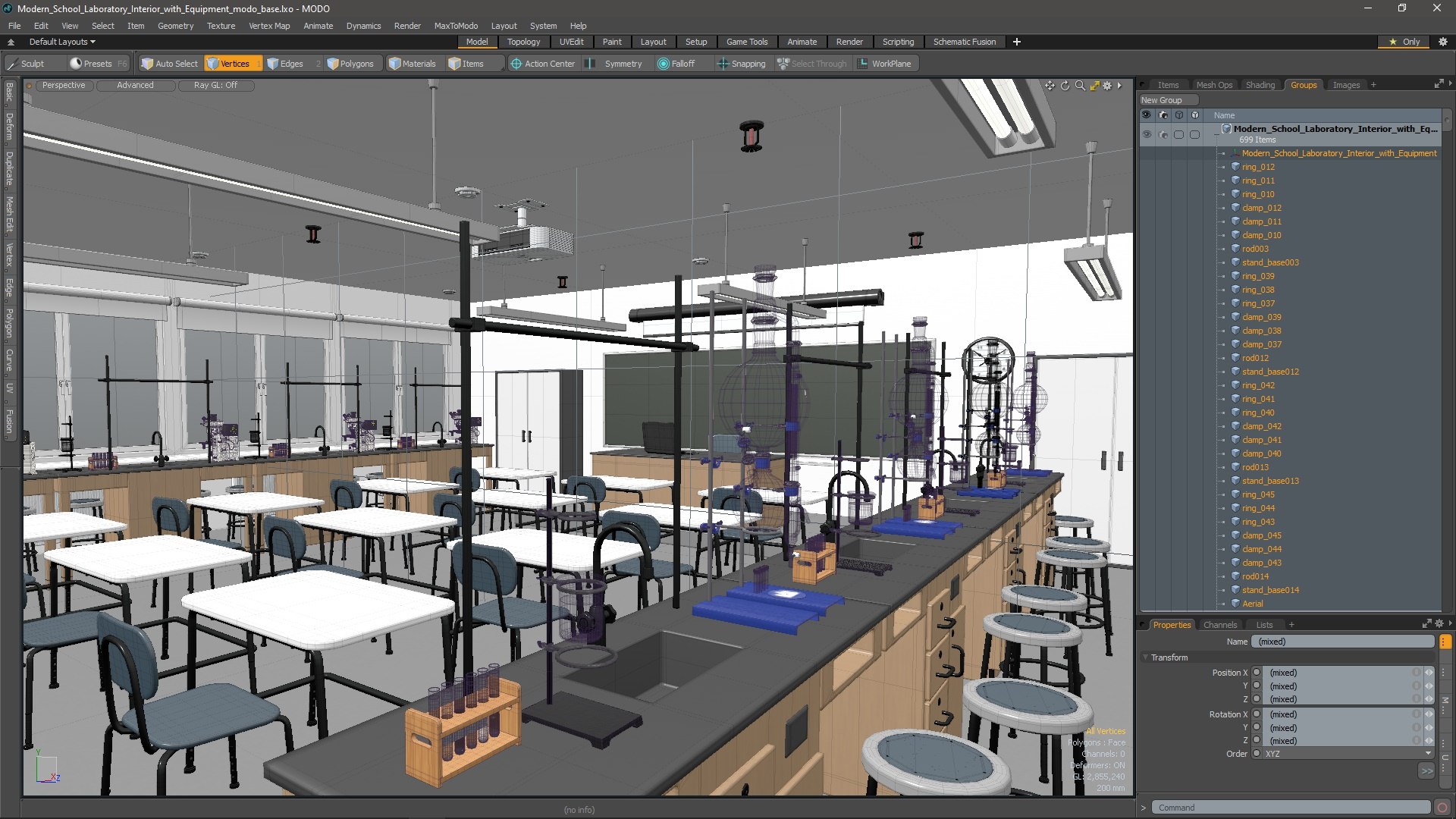 Modern School Laboratory Interior With Equipment 3D Model - TurboSquid ...