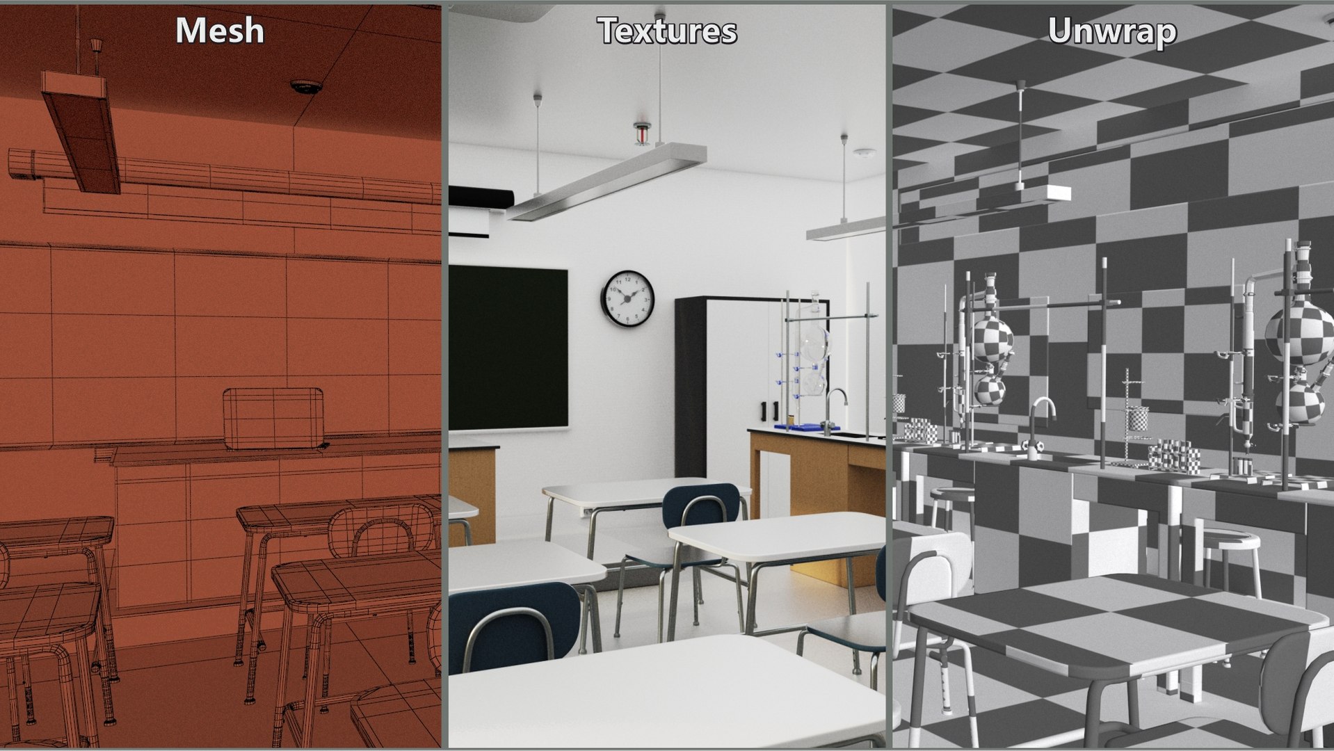 Modern School Laboratory Interior With Equipment 3D Model - TurboSquid ...