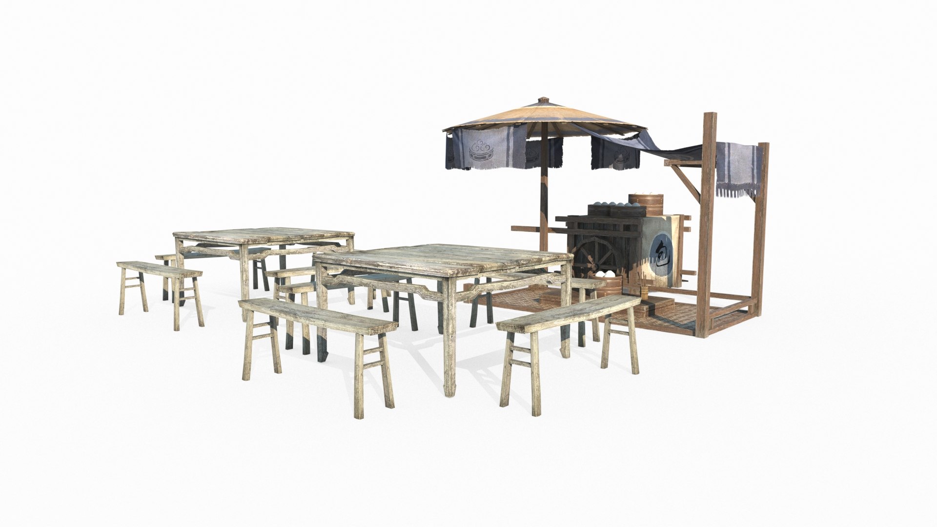 3D Asian Ancient Roadside Stall Bun Shop - TurboSquid 2076764